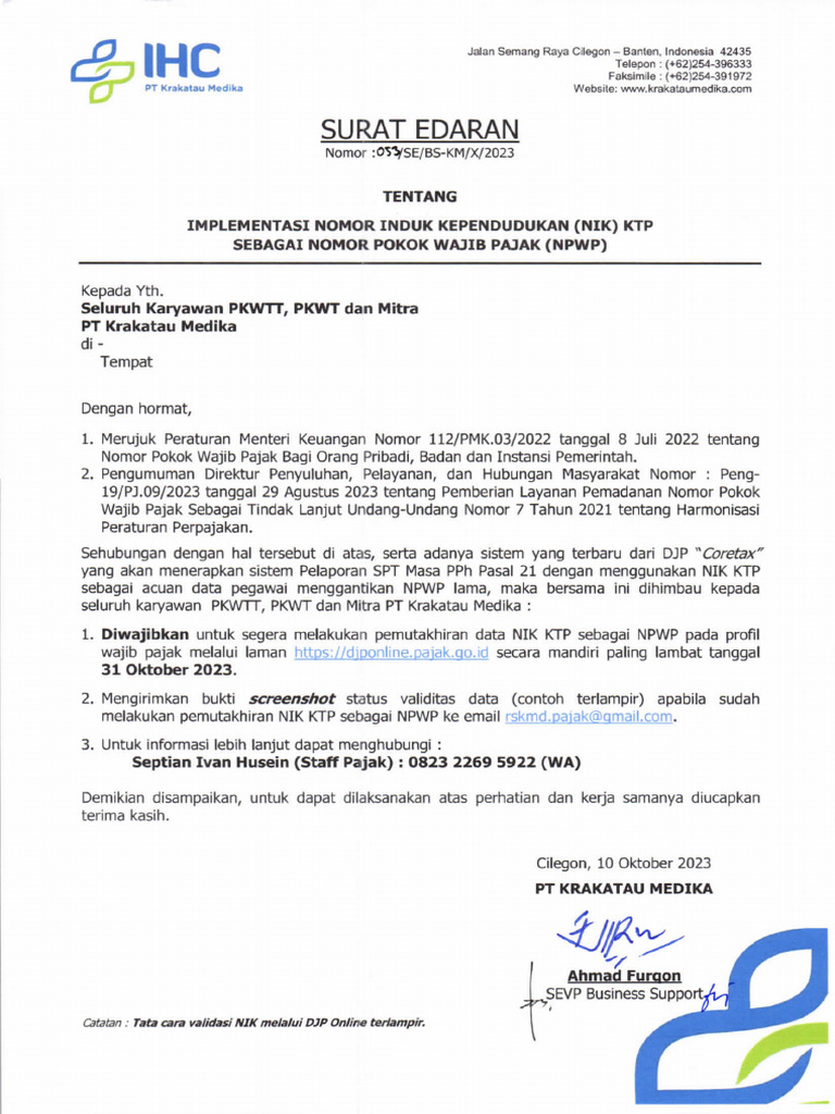 Implementasi Nomor Induk Kependudukan (NIK) KTP Sebagai Nomor Pokok ...