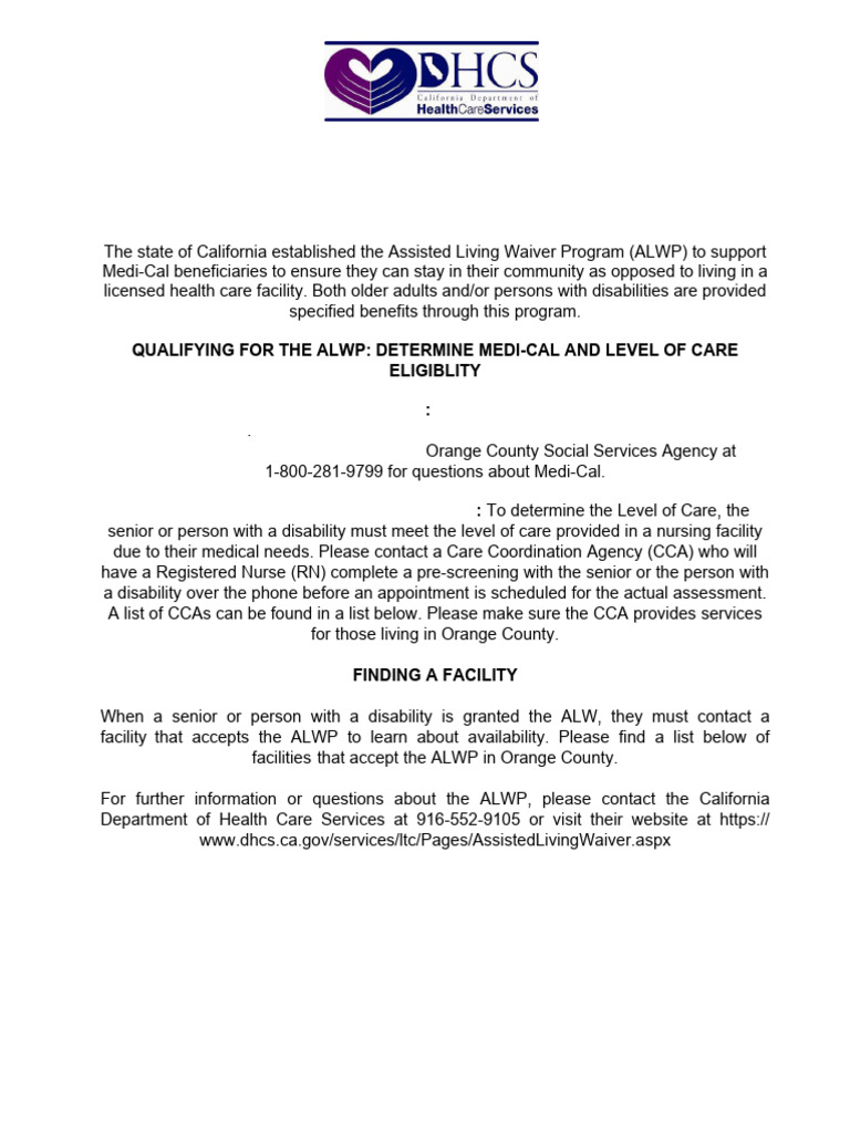 2023 ALWP Fact Sheet and Participating Facilities | PDF | Assisted ...