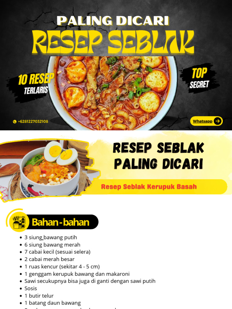 Resep Seblak | PDF | Memasak, Makanan, & Anggur