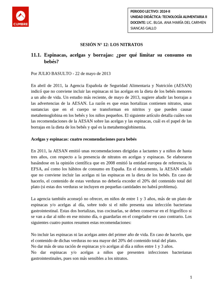 SEPARATA #12 Ok TOXICOLOGÍA | PDF | Nitrato | Vegetales