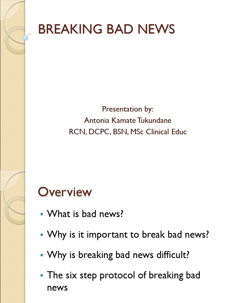 10-11. Breaking Bad News and Grief | PDF | Grief | Terminal Illness