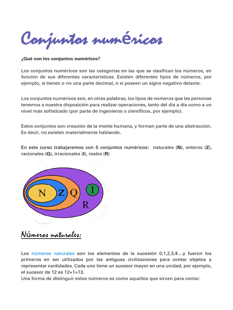Conjuntos Numéricos | PDF | Métodos y materiales de enseñanza