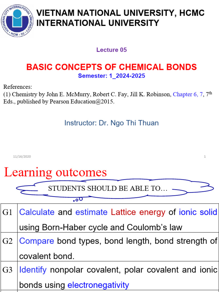 Lec 5 Basic Concepts of Chemical Bonds Sent | PDF | Ionic Bonding ...