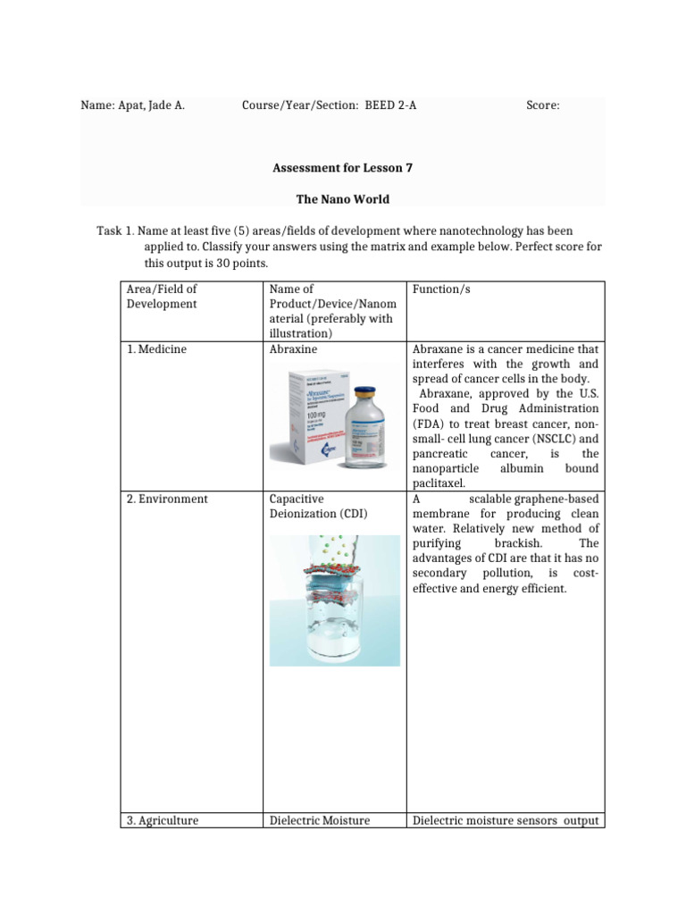 Assessment For Lesson 7, Sts | PDF | Nanotechnology | Dielectric