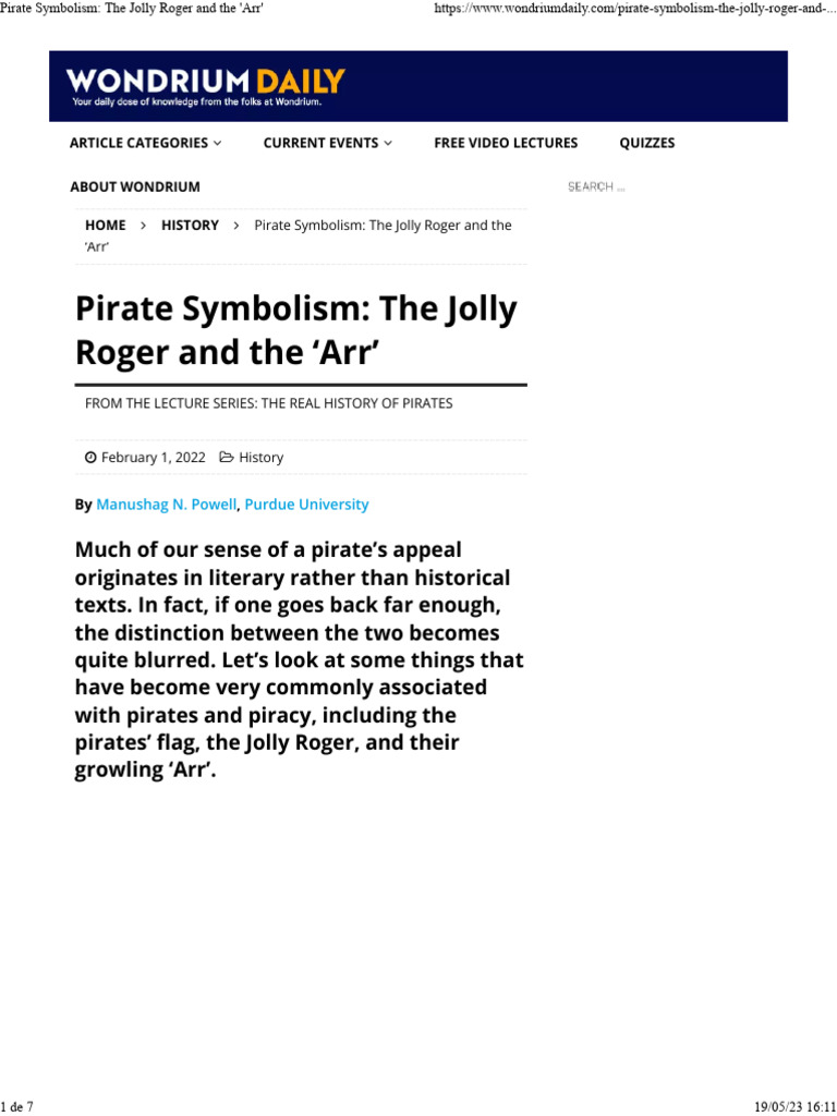 Pirate Symbolism The Jolly Roger and The 'Arr' | PDF | Piracy | Naval ...