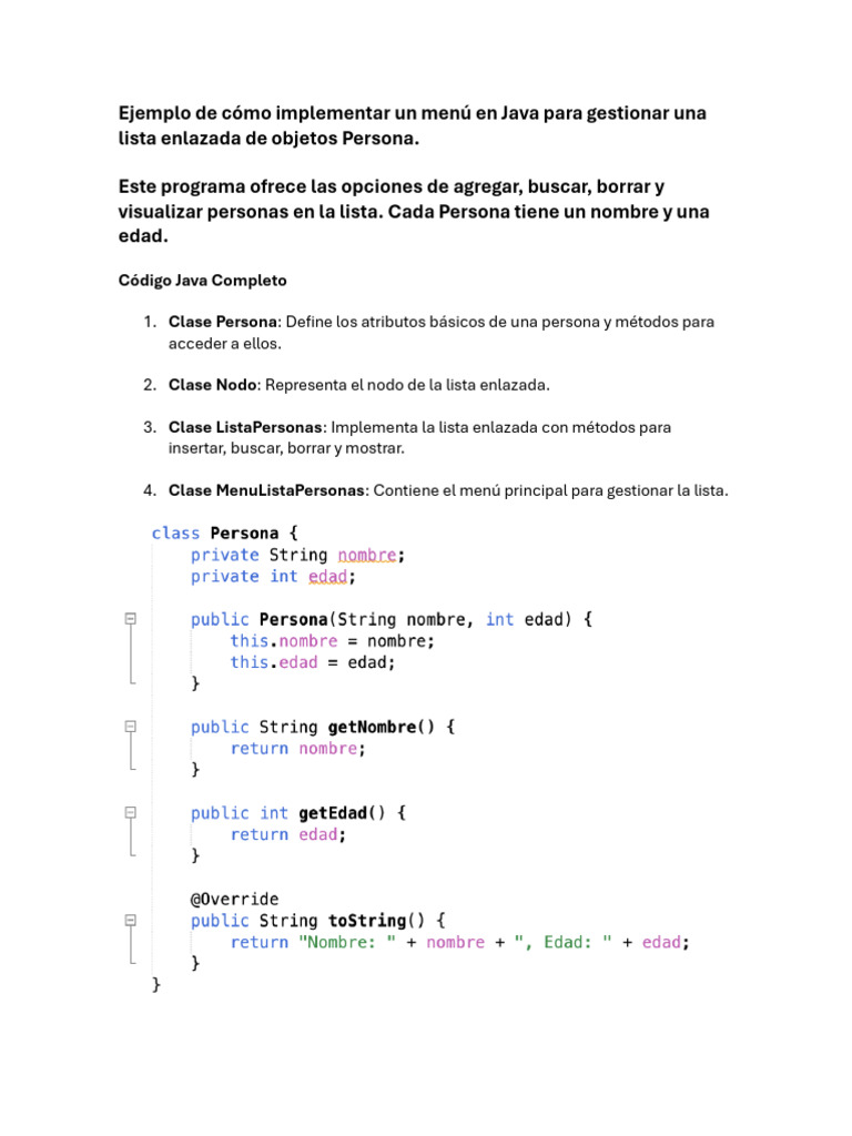 Ejemplo De Cómo Implementar Un Menú En Java Para Gestionar Una Lista