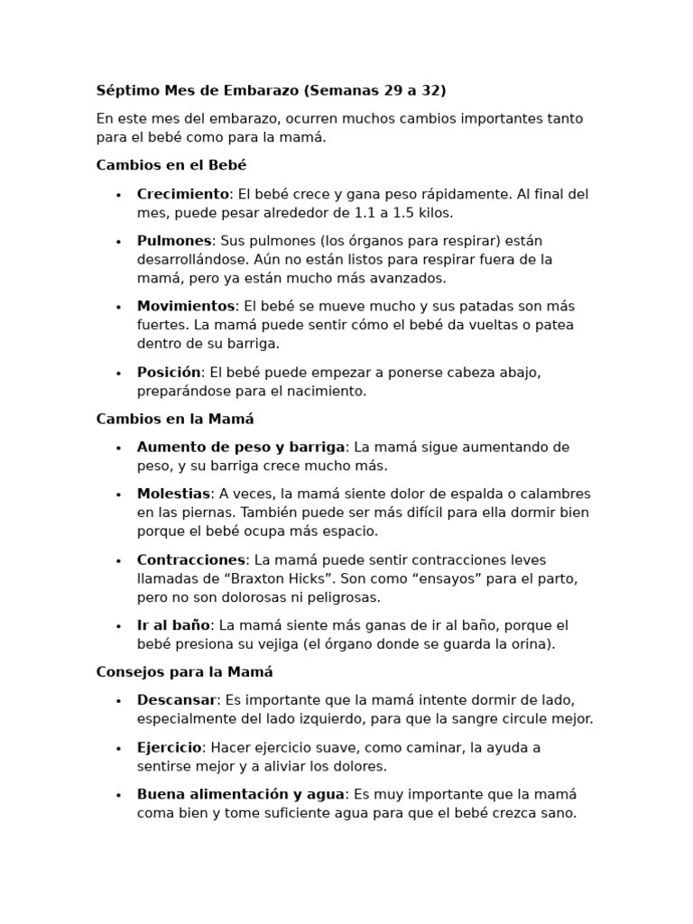 Séptimo Mes de Embarazo: Cambios y Consejos | PDF
