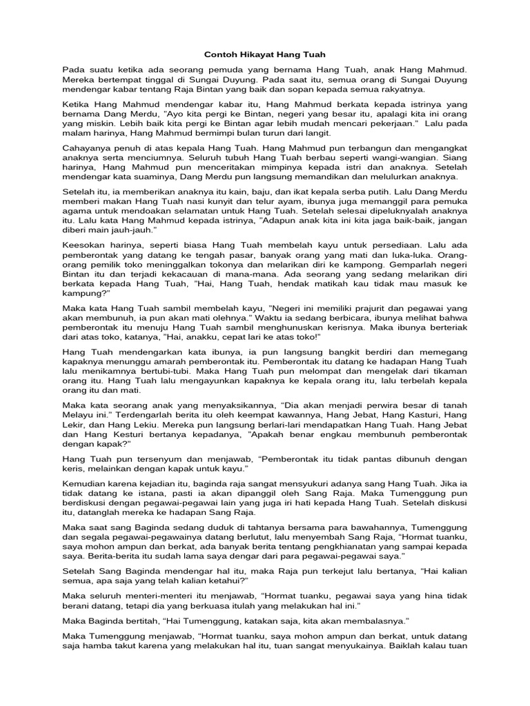 Contoh Hikayat Hang Tuah | PDF