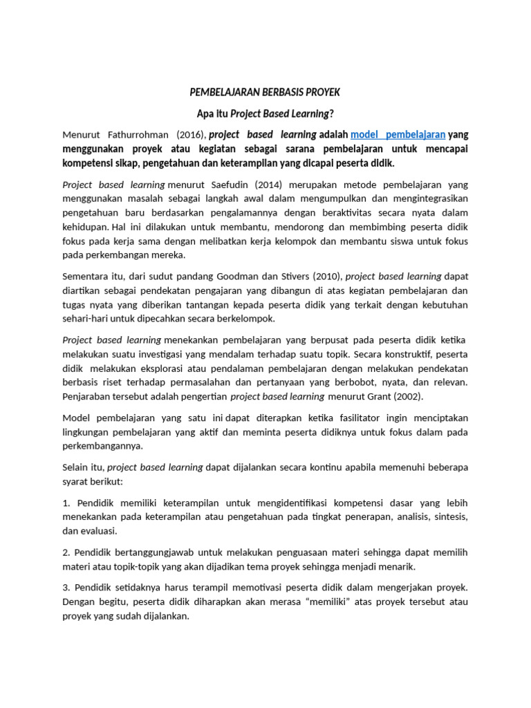 Panduan Project Based Learning Efektif | PDF | Karier & Perkembangan