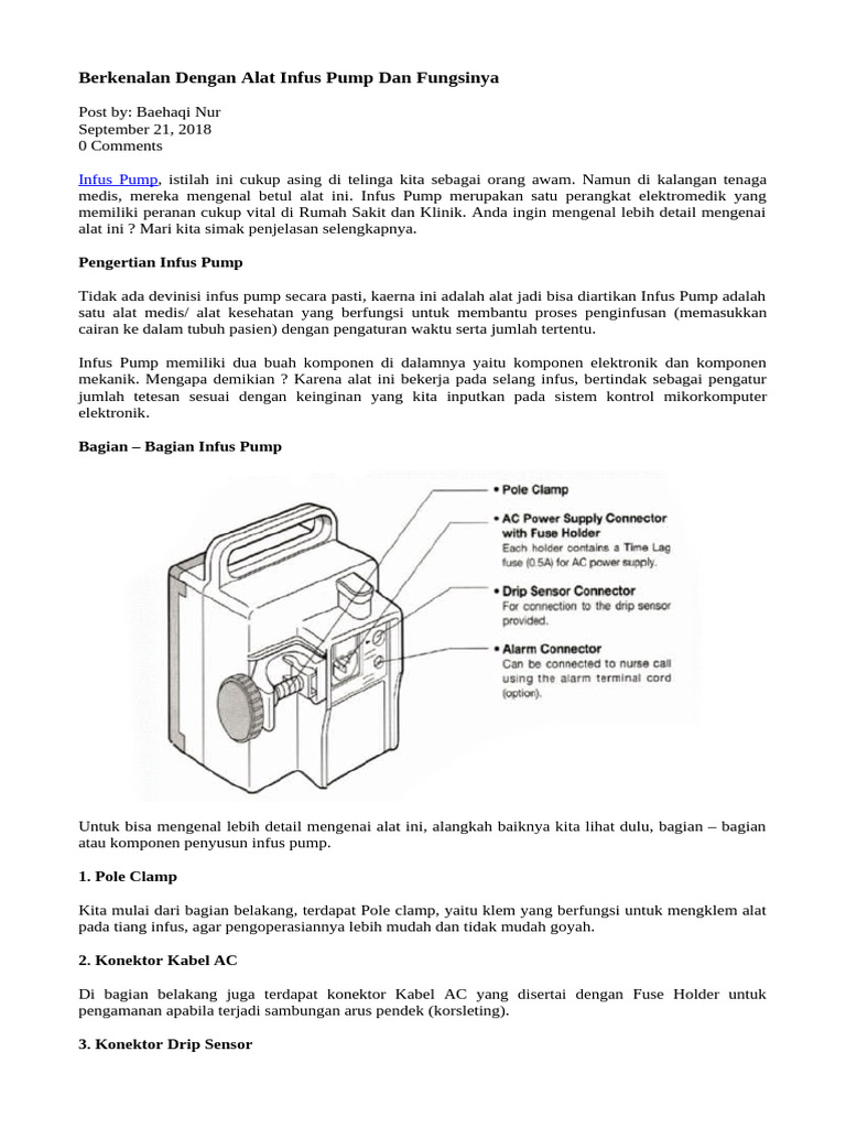 Panduan Lengkap Infus Pump dan Fungsinya | PDF