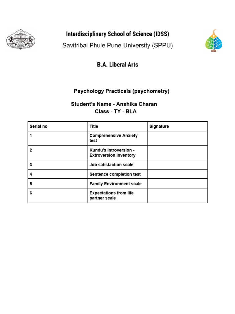 Cover Page - Psychometry - ANshika Charan | PDF | Career & Growth | Science & Mathematics