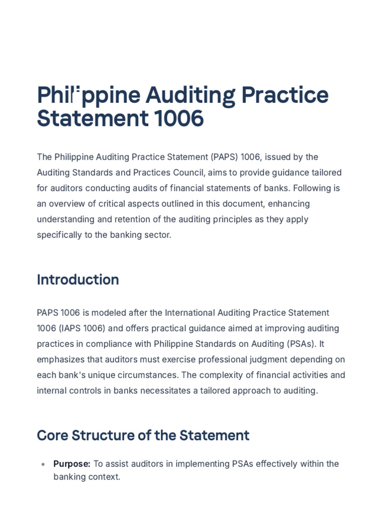 Paps 1006 | PDF | Internal Control | Audit