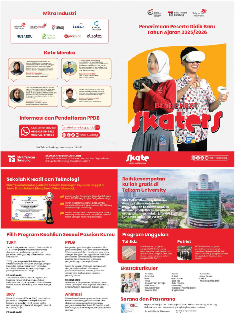 Brosur PPDB SMK Telkom Bandung 2025 2026 | PDF