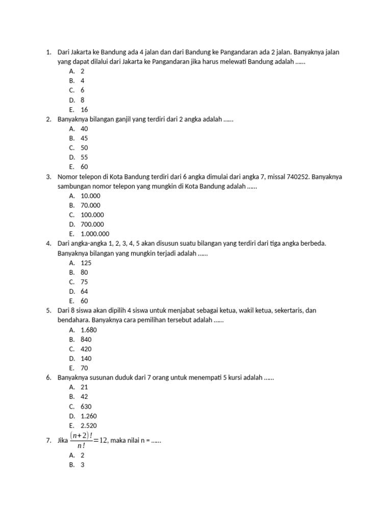 PTS XI Kaidah Dan Permutasi | PDF