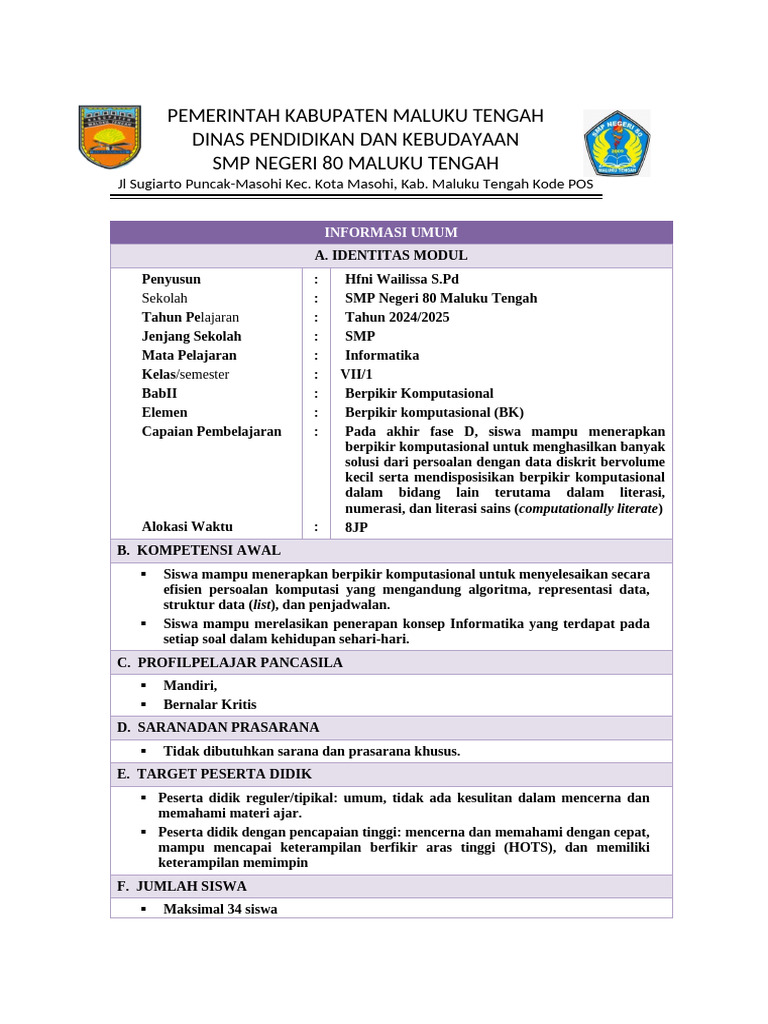 Informatika Semester 1 Bap 1 | PDF