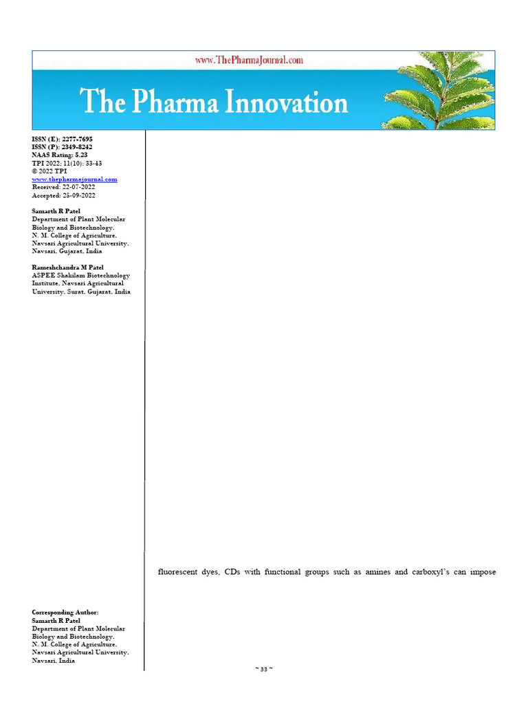 18 - Patel and Patel, 2022 CDs | PDF | Materials Science | Nanotechnology
