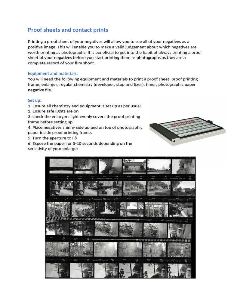 Proof Sheet Printing Guide | PDF