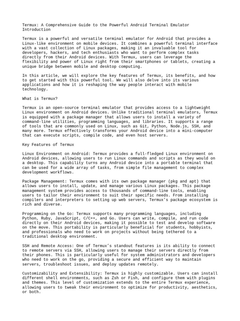 Termux User Guide Fully For Beginners | PDF | Linux | Android ...