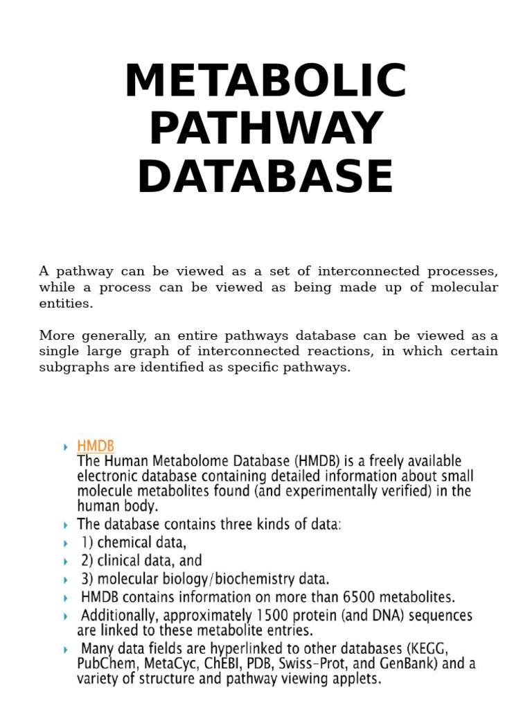 Metabolic Pathway Database Pdf