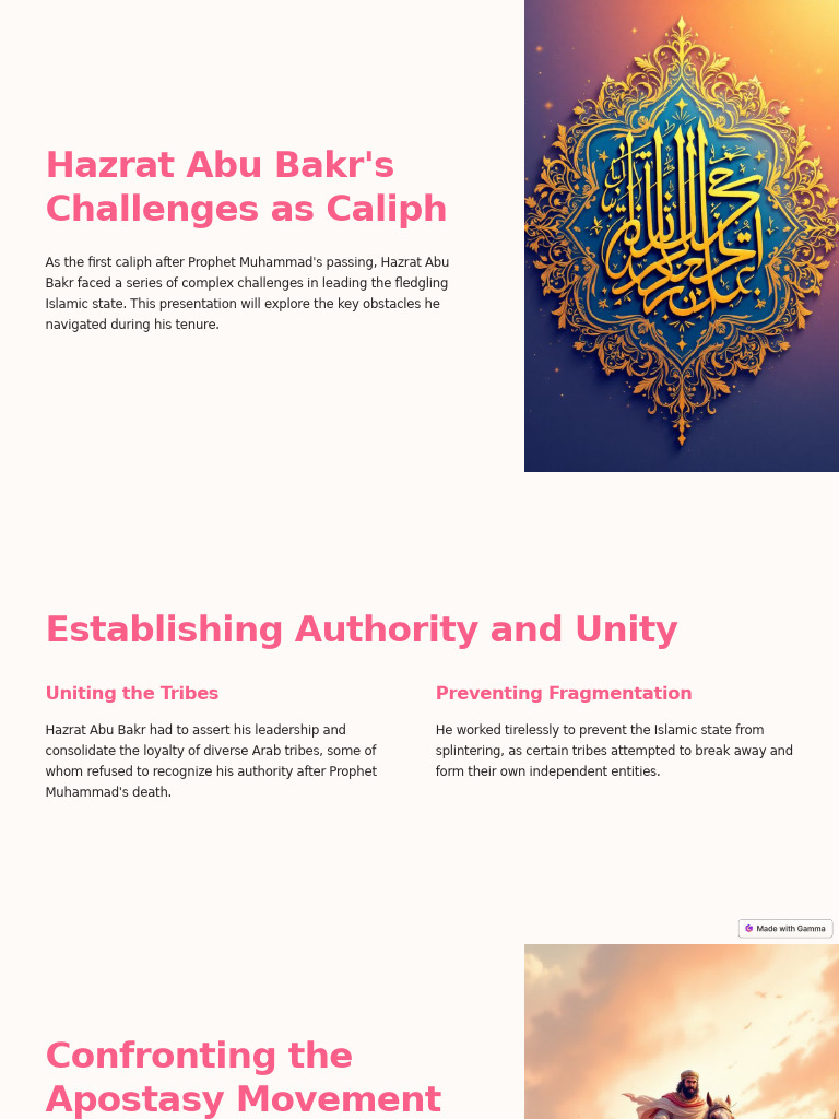 Hazrat Abu Bakrs Challenges As Caliph | PDF | Caliphate | Quran