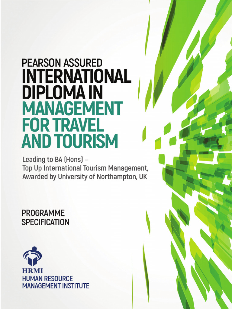 Spec - Pearson Assured International Diploma in Management For Travel ...