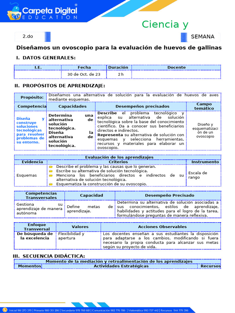2°_SESIÓN_DE_APRENDIZAJE 05°-SEM.03-EXP.7-CyT SEGUNDO DE SECUNDARIA | PDF | Evaluación | Aprendizaje