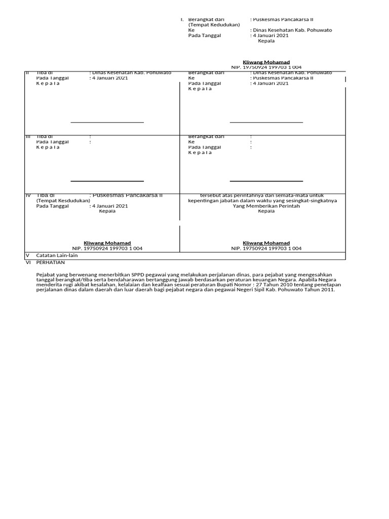 Lampiran SPPD Baru | PDF