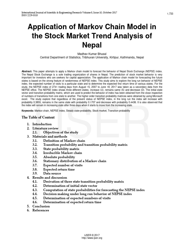 Markov Stock | PDF | Markov Chain | Stocks