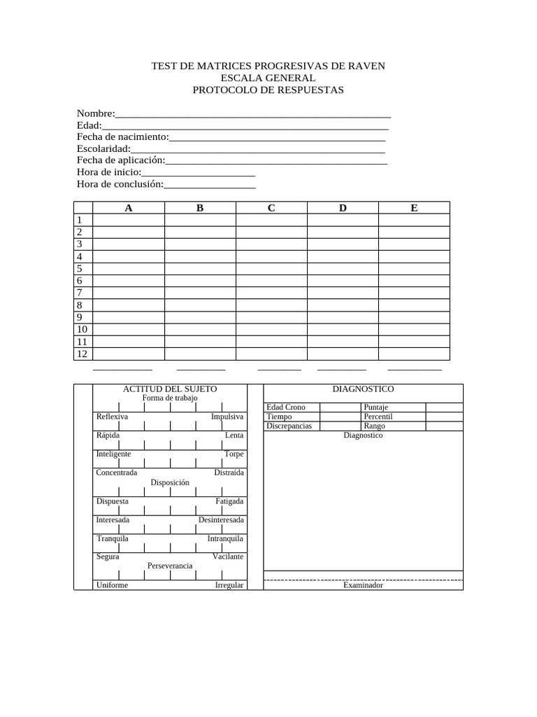 Test de Matrices Progresivas de Raven | PDF
