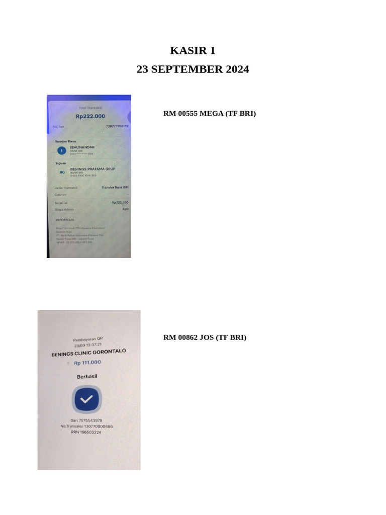 Bukti TF 23 September 2024 | PDF | Sports & Recreation