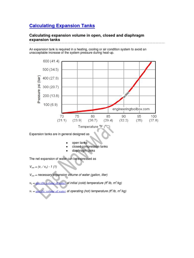 Expansion Tank Volume Calculations | PDF | Pressure | Chemical Engineering