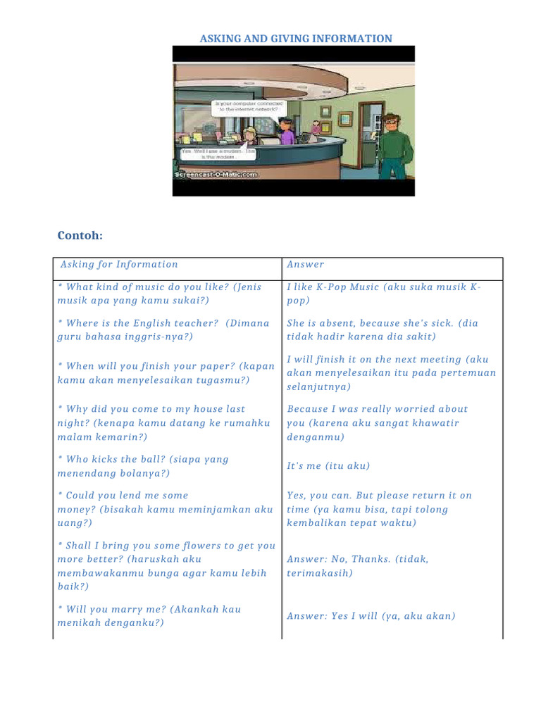 Asking and Giving Information | PDF | Chicken | Adverb