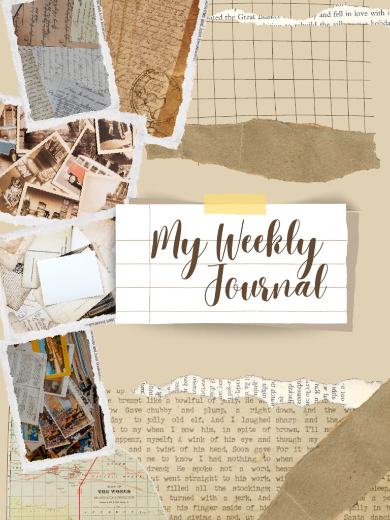 Beige and Brown Scrapbook Weekly Journal | PDF