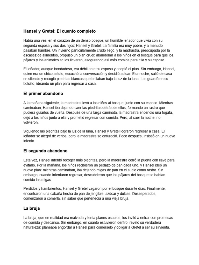 Hansel y Gretel - El Cuento Completo | PDF | Hansel y Gretel