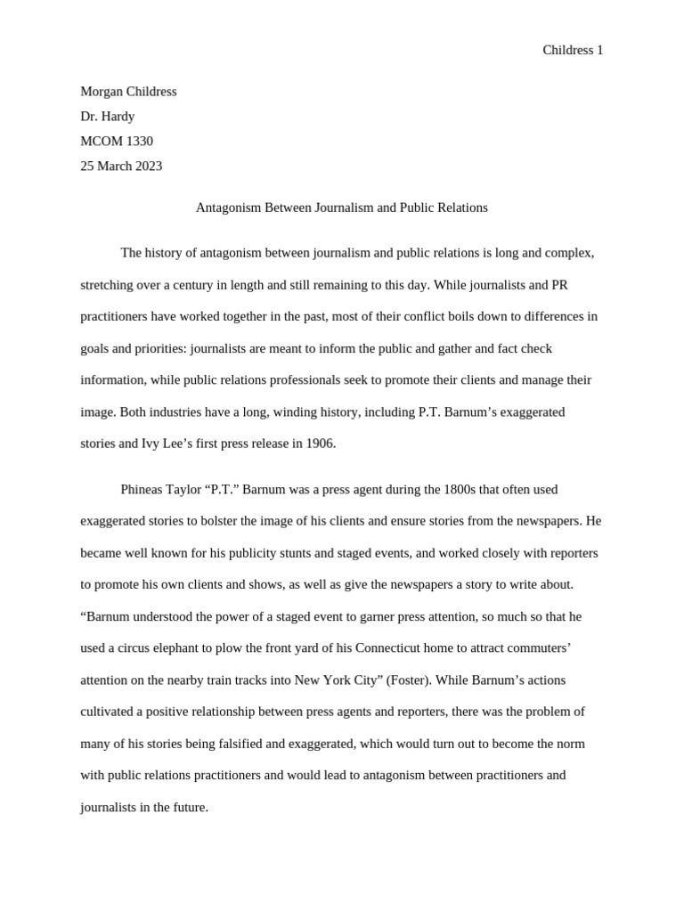 Antagonism Between Journalism and Public Relations | PDF | Press ...