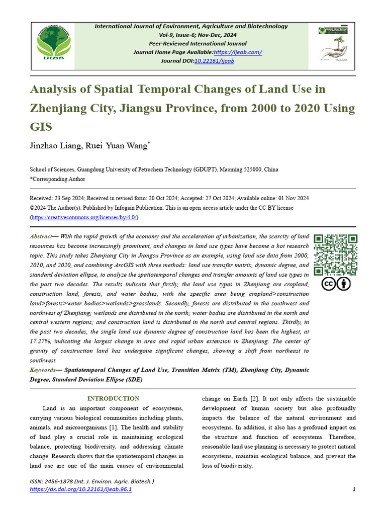 Analysis of Spatial-Temporal Changes of Land Use in Zhenjiang City, Jiangsu Province, From 2000 ...