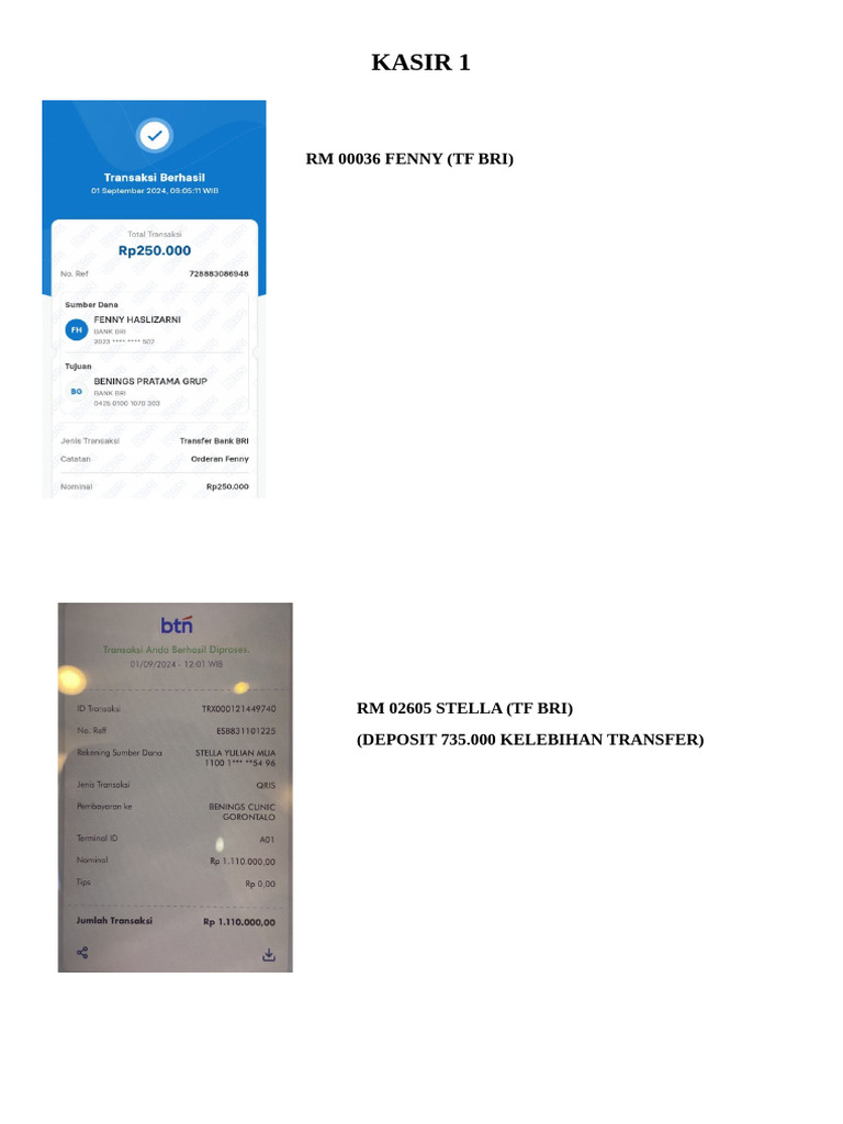 Bukti TF 01 September | PDF