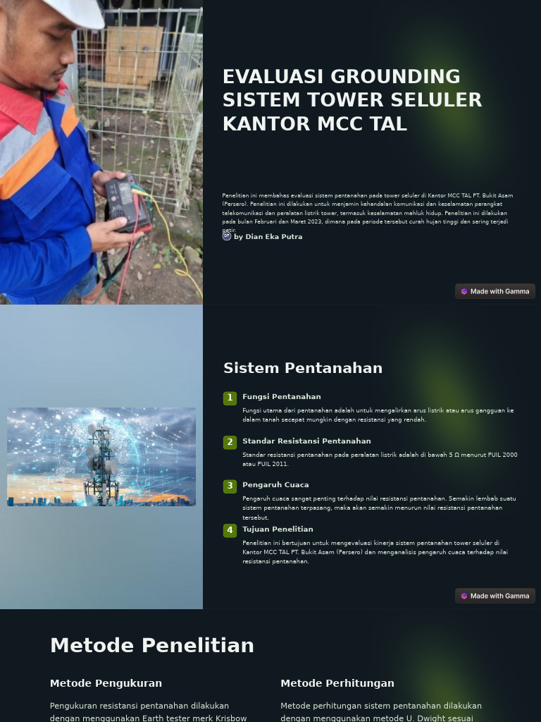 Evaluasi Grounding Sistem Tower Seluler Kantor MCC Tal | PDF