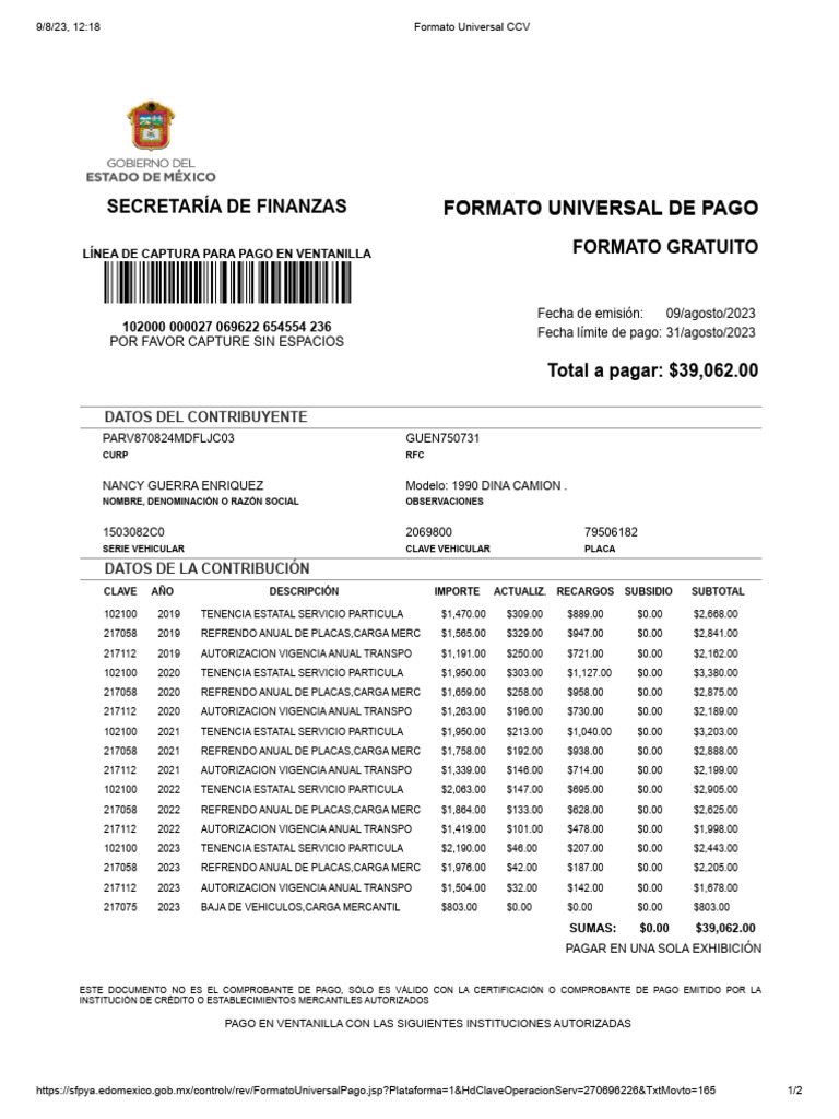 Formato Universal CCV DINA | PDF | Bancario | Servicios financieros