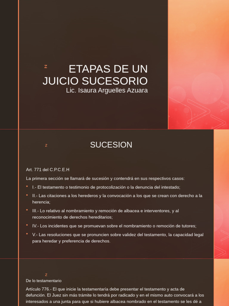 Etapas De Un Juicio Sucesorio Pdf Herencia Documentos Legales
