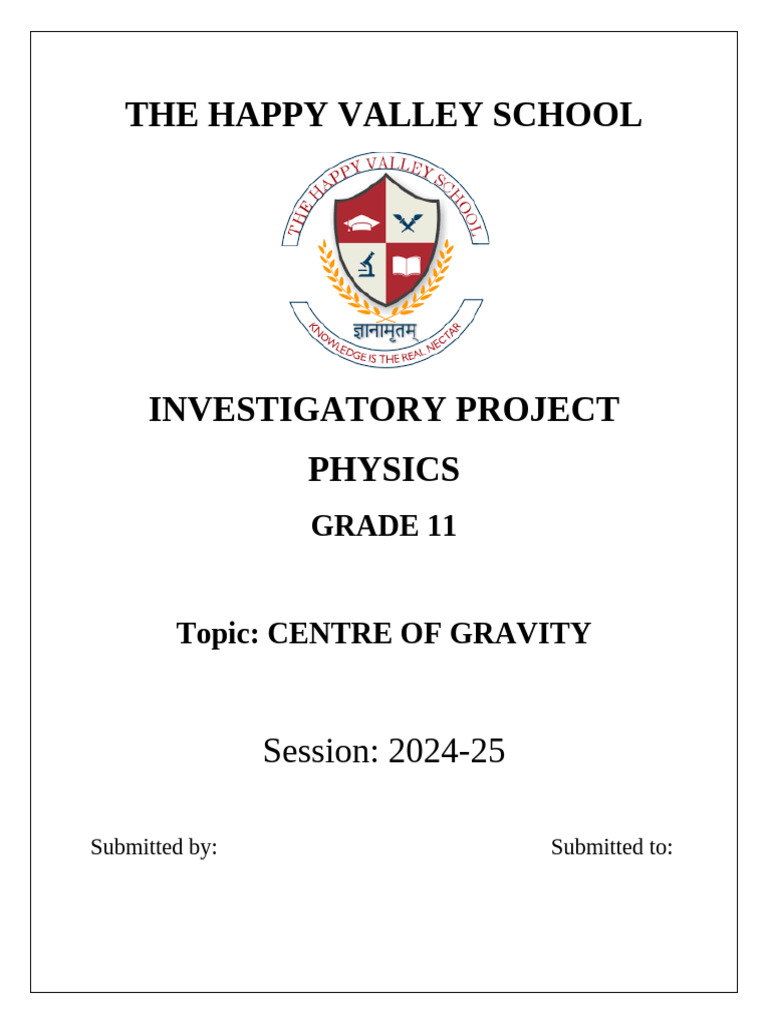 Grade 11 Physics Project | PDF | Center Of Mass | Gravity