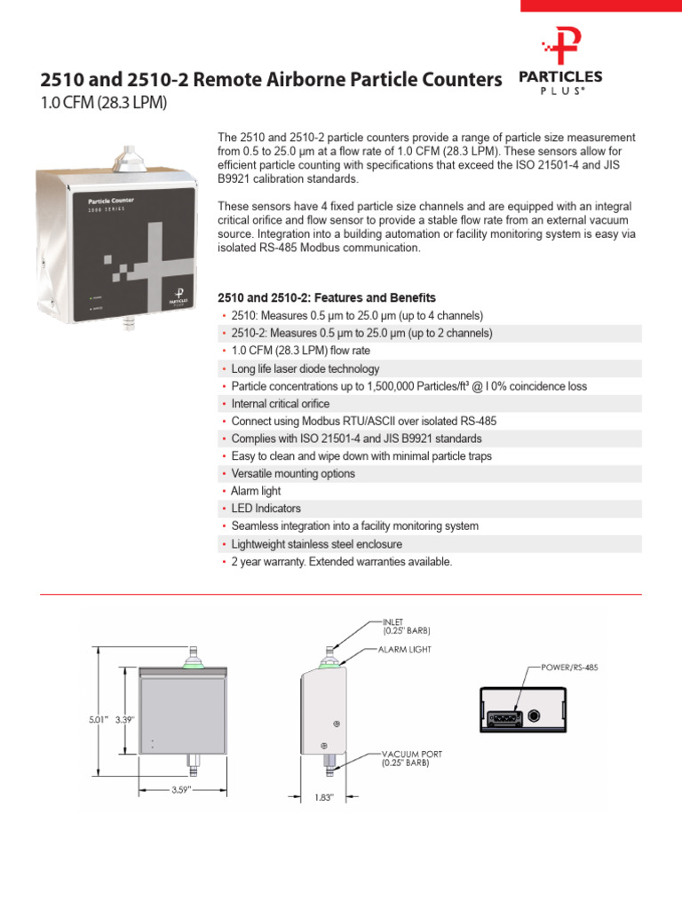 Particles Plus 2510 and 2510-2 Datasheet | PDF | Flow Measurement ...