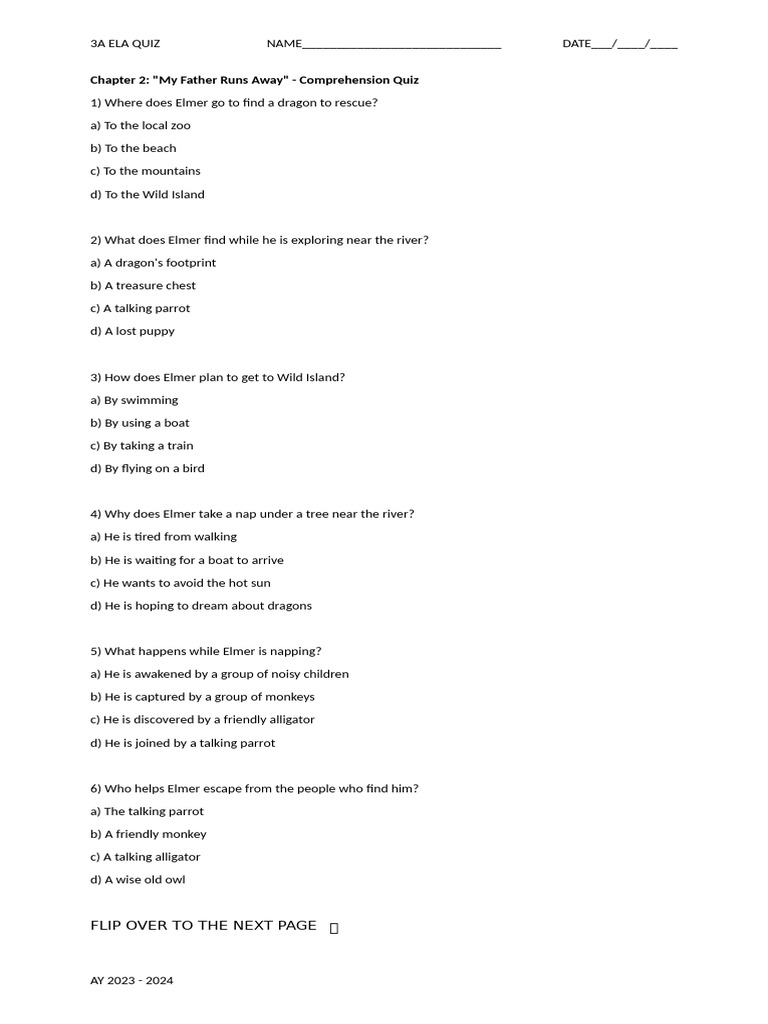 CH2 Comprehension Quiz | PDF | Young Adult