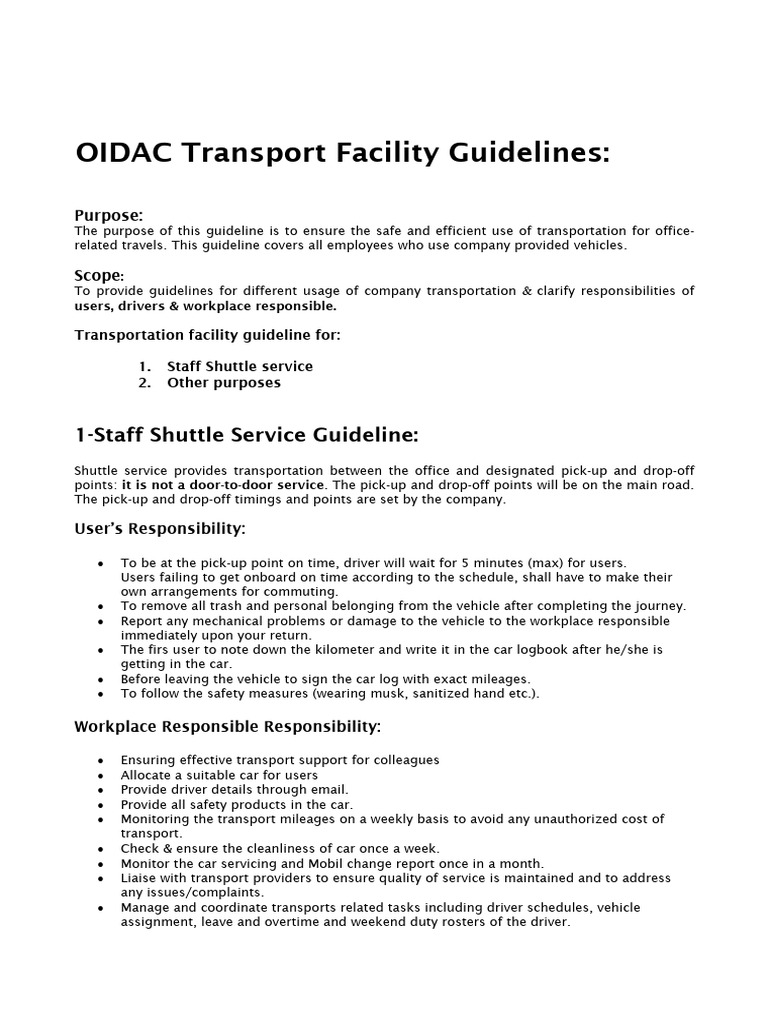OIDAC Transportation Facility Guideline-2023 | PDF | Public Transport | Car
