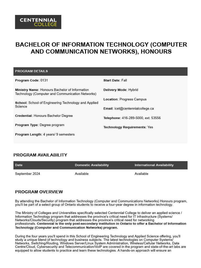Bachelor of Information Technology (Computer and Communication Networks ...