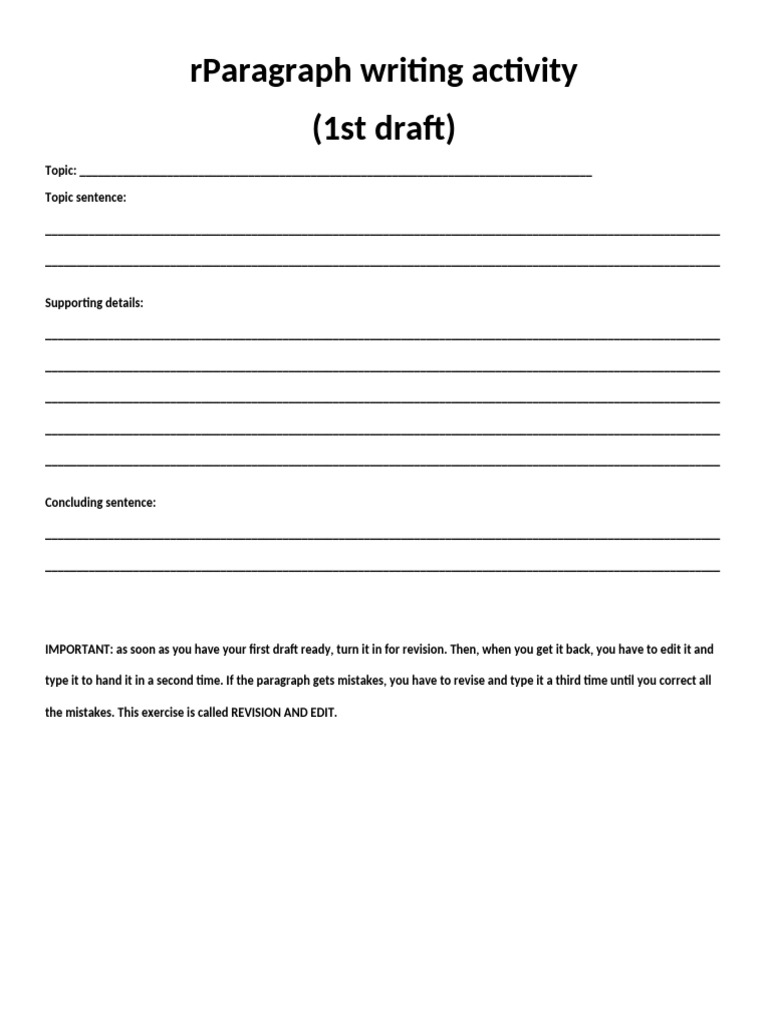 Paragraph Writing Activity | PDF