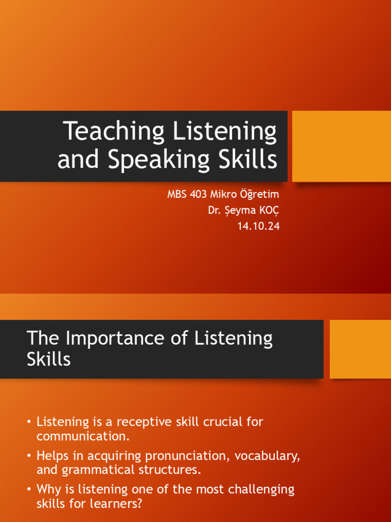 Week 4 Teaching Listening and Speaking Skills | PDF | Fluency | Cognition