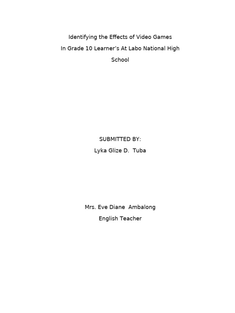 Identifying The Effects of Video Game 22 | PDF | Video Games ...