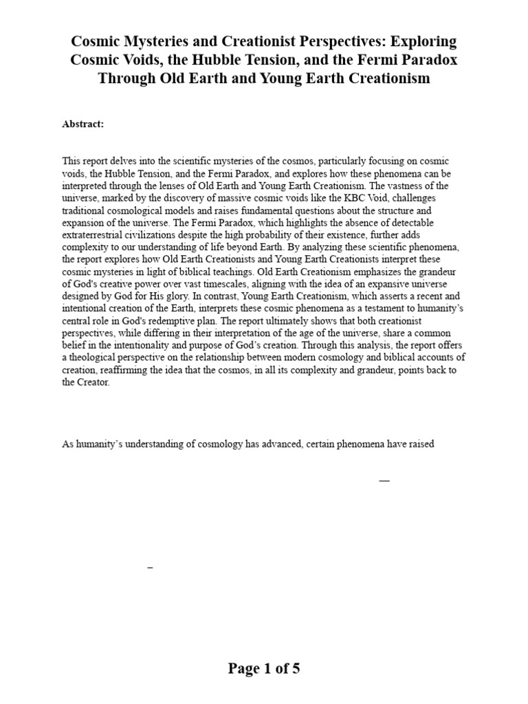 Cosmic Mysteries and Creationist Perspectives: Exploring Cosmic Voids ... Cosmic Mysteries and Creationist Perspectives: Exploring Cosmic Voids ...