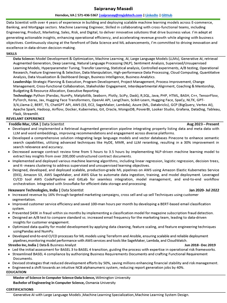 saipranaymasadi_resume (4) | PDF | Machine Learning | Artificial Intelligence